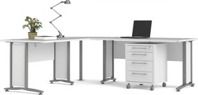 FALCO Rohový psací stůl Office 80400/304 bílá/silver grey