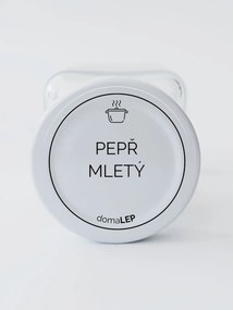 Samolepka na kořenky PEPŘ MLETÝ průhledná 5 cm základní písmo