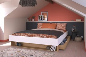 Aldo Manželská postel s úložným prostorem Stamp white simple