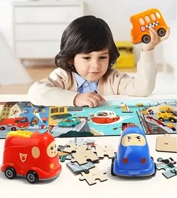 TOP BRIGHT Dřevěné puzzle s hračkou Policejní auto / 24 dílků