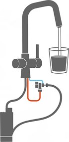 Laveo Riveco, vysoká dřezová baterie s flexibilním výtokem a filtrem na pitnou vodu, černá matná-broušená ocel, LAV-BRIB768D