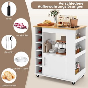Costway Kuchyňský ostrůvek s úložným prostorem a držákem na ručníky bambusový