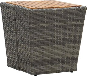 3dílný bistro set polyratan a akáciové dřevo šedý 3058367