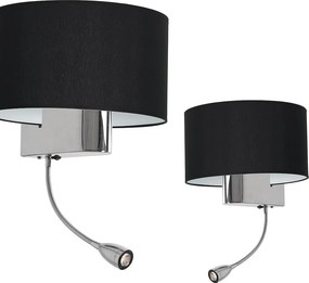 Nástěnné svítidlo Napoli, 1x černé textilní stínítko + 1xLED 1w, ch