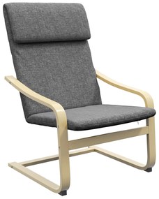HOMCOM Relaxační křeslo polohovatelné s polštářem Otočná židle jídelní židle vzhled lnu tmavě šedá bříza 66,5x80x99cm do obývacího pokoje | Aosom.de