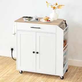 Pojízdný kuchyňský vozík s prodlužovacím kabelem Vasagle Asha 73 cm bílý