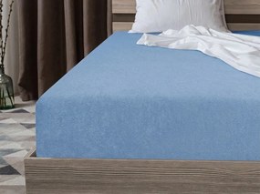 Fleecové napínací prostěradlo MOLTON světle modré 90 x 200 cm
