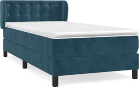 Box spring postel s matrací tmavě modrá 90x200 cm samet 3127713