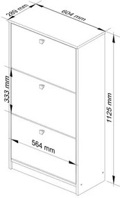 3 křídlový botník 60 cm, olcha