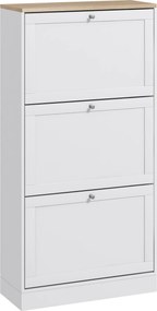 HOMCOM Úzký Botník se 3 Sklápěcími Dvířky, Úložný P prostor pro 18 Párů Bot do Úzkých Chodeb 60x23.5x115 cm Bílý | Aosom