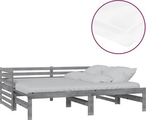 Výsuvná denní postel 2 × (90x200 cm) šedá masivní borové dřevo 3083671
