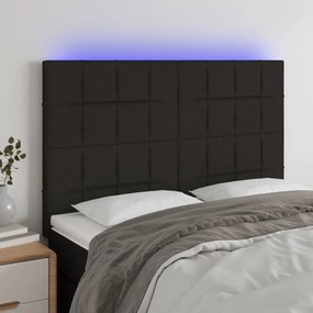 Čelo postele s LED černé 144x5x118/128 cm textil 3122424