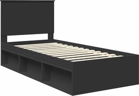Rám postele s čelo Černá 90 x 200 cm Masivní borové dřevo 3411056