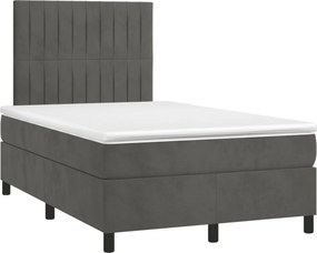 Box spring postel s matrací a LED tmavě šedá 120 x 190 cm samet 3270324