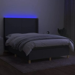 Box spring postel s matrací a LED tmavě šedá 140x190 cm textil 3138710