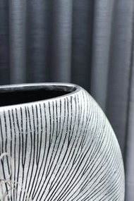 Dekorativní podlahová váza ATENA, sklolaminát, výška 50 cm, stříbrno-černá
