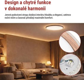 EMOS Stropní LED svítidlo ILVI s dekorem dřeva 500mm 45W CCT s DO ZM5161