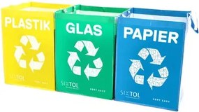 SIXTOL SORT EASY 3 BASIC DE 3 x 36 l / Tašky na tříděný odpad / 30x30x