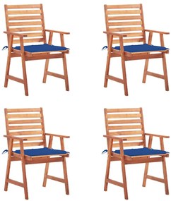 Zahradní jídelní židle s poduškami 4 ks masivní akáciové dřevo,  3078330