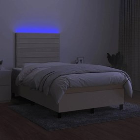 Box spring postel s matrací a LED krémová 120x190 cm textil 3270209