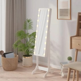 Fionshop 262765554 Volně stojící zrcadlo s Led bílé 34 x 37 x 146 cm