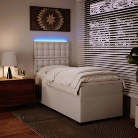 Box spring postel s matrací bílá 100x200 cm umělá kůže 3293009
