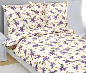 Povlečení krepové Fialová,Žlutá 80/194 - 140x200, 70x90 cm