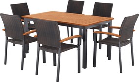 Livarno® Sada Valencia, 7dílná se stolem a 6 stohovatelnými židlemi, hnědá