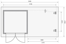 Dřevěný zahradní domek BASTRUP 2 s přístavkem Lanitplast