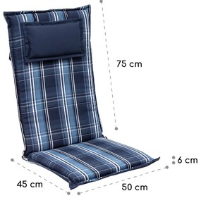 Donau, polstry, polstry na židli, vysoké opěradlo, zahradní židle, polyester 50 x 120 x 6 cm, 4 x podložka