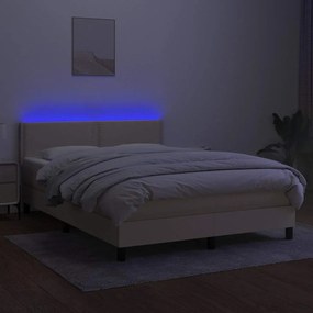 Box spring postel s matrací a LED krémová 140x200 cm textil 3133082