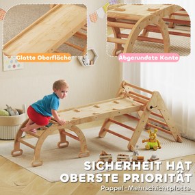 prolézačka 7 v 1, obloukový žebřík, trojúhelníkový žebřík, rampa, lezecká stěna, skluzavka, pro děti od 1,5 do 4 let, skládací, dřevo