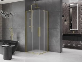 Mexen Velar Duo, sprchový kout s posuvnými dveřmi 80 x 80 cm, 8mm sklo námraza, zlatá matná, 871-080-080-32-55