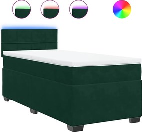 Box spring postel s matrací tmavě zelená 80 x 200 cm samet 3288465