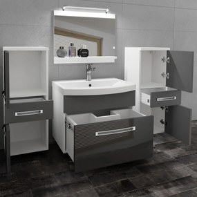 Koupelnový nábytek Belini Premium Full Version šedý lesk / šedý mat
+ umyvadlo + zrcadlo + LED osvětlení Glamour 72