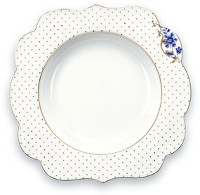 Pip Studio Royal White hluboký talíř Ø23,5cm, bílý (Hluboký porcelánový talíř)