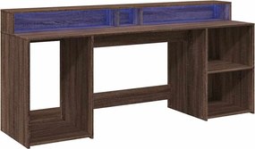 Psací stůl s LED světly hnědý dub 200x55x91 cm kompozitní dřevo 3309444