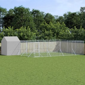 Venkovní psí kotec se střechou stříbrný 10 x 6 x 2,5 m ocel 3190480