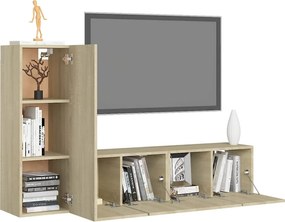 3dílný set TV skříněk dub sonoma kompozitní dřevo 3078988