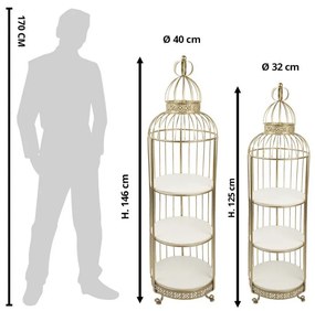 2ks zlatý dekorativní regál Boheme - Ø 40*146 cm / Ø 32*125 cm