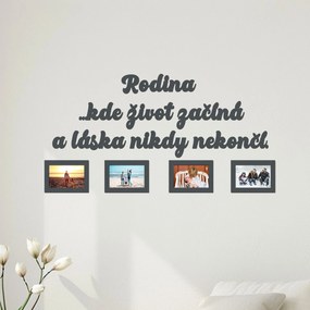 dřevo života Dřevěný fotorámeček Rodina kde života začíná Zvolte barvu dekoru: Antracitová, Zvolte velikost fotografie (cm): 9x13