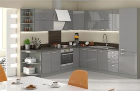Nábytek Elegance Kuchyňská linka GRÉTA 120/180cm = Dolní skříňky: 80cm dřezová, 40cm zásuvková, Horní skříňky: 80cm plná, 40cm, 60cm digestořová.