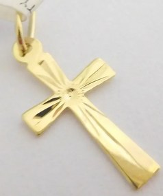 Klenoty Budín Gravírovaný zlatý přívěsek - křížek pro štěstí 585/0,40gr 3220097