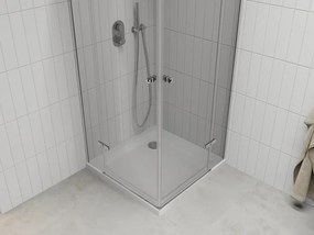 Mexen Roma Duo, sprchový kout s 2-křídlými dveřmi 100 (dveře) x 100 (dveře) cm, 6mm čiré sklo, chromový profil + slim sprchová vanička 5cm bílá, 854-100-100-01-02-4010