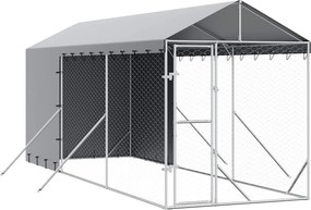 Venkovní psí kotec se střechou stříbrný 2 x 6 x 2,5 m ocel 3190491