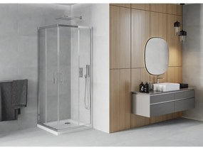 Mexen Rio čtvercový sprchový kout 70 x 70 cm, 5mm sklo, chromový profil-čiré sklo + slim sprchová vanička 5cm, 860-070-070-01-00-4010