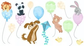 Veselá nálepka do dětského pokoje zvířátka na balonech