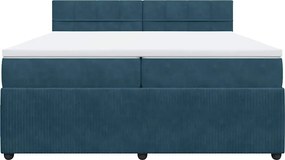 Box spring postel s matrací modrá 200 x 200 cm samet 3290134