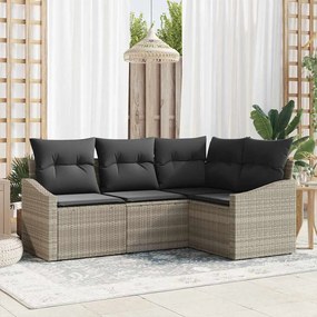 Set pohovek 4 ks Světle šedá polyratan 3346702