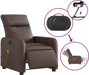 Elektrické masážní polohovací křeslo hnědé umělá kůže 3206744